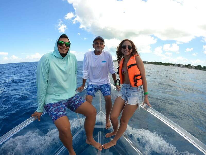 Cozumel: Transparent Boat Tour with Snorkeling and 2 Beers, Clear Boat ...